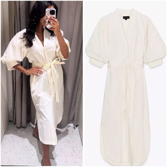 Zara | Dresses | Zarazw Collection Balloon Sleeve Shirt Dress | Poshmark
